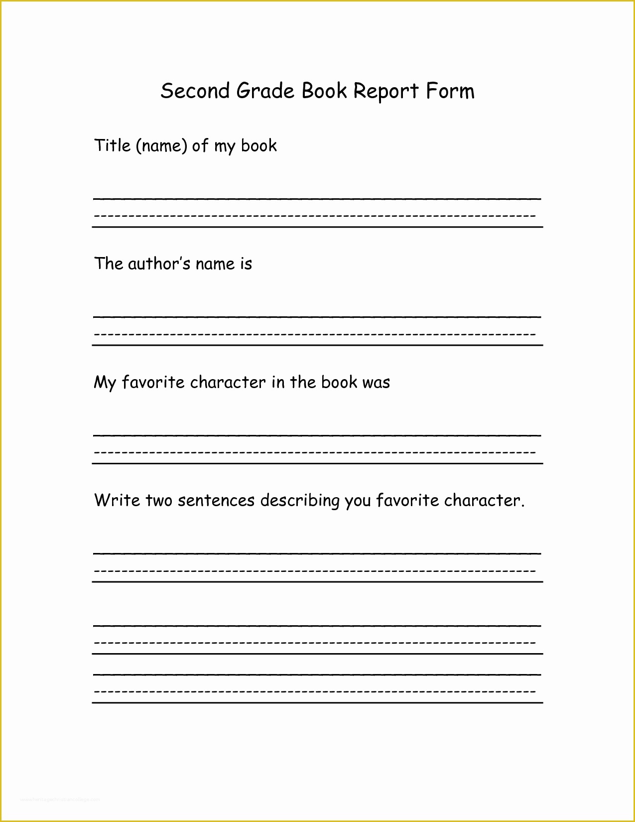 2nd Grade Book Report Template Free Of 8 Best Of 2nd Grade Book Report 
