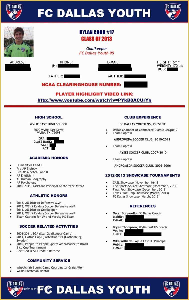 Athlete Profile Template Free Of Soccer Player Profile Sample 1 