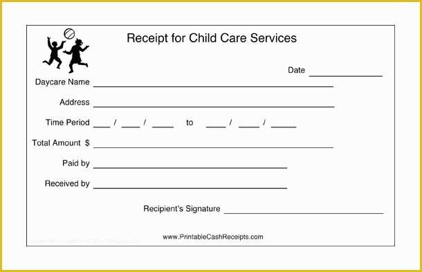 Child Care Receipt Template Free Of Daycare Reciept 