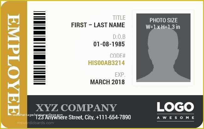 Company Id Template Free Of Employee Id Badge Template Free Download 