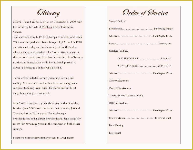49 Create Free Obituary Templates Heritagechristiancollege