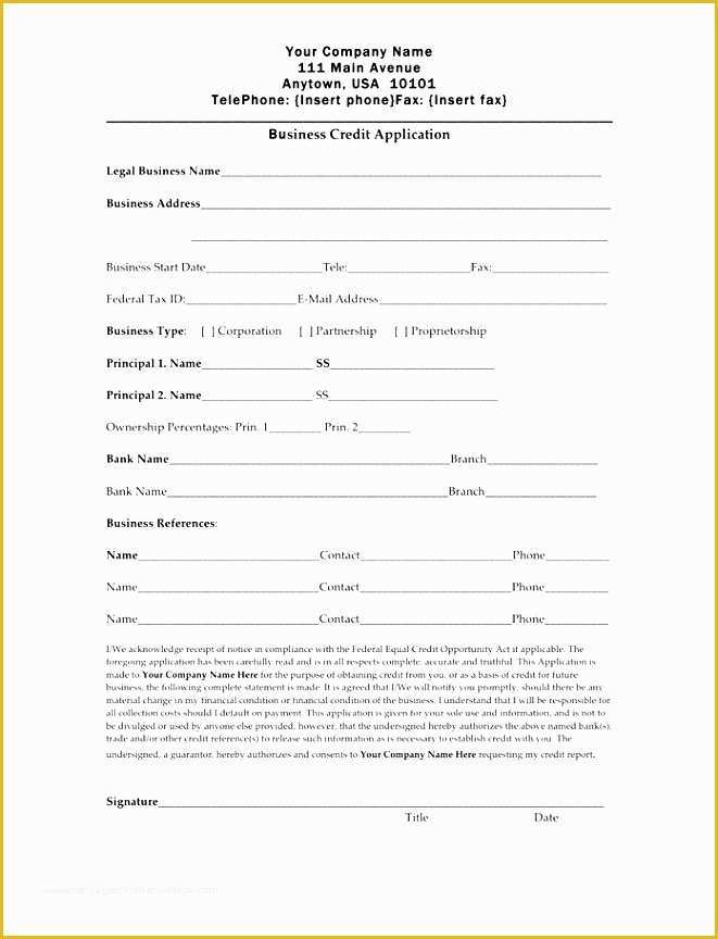Credit Application Form Template Free Of 10 Credit Application Template Excel Sampletemplatess 
