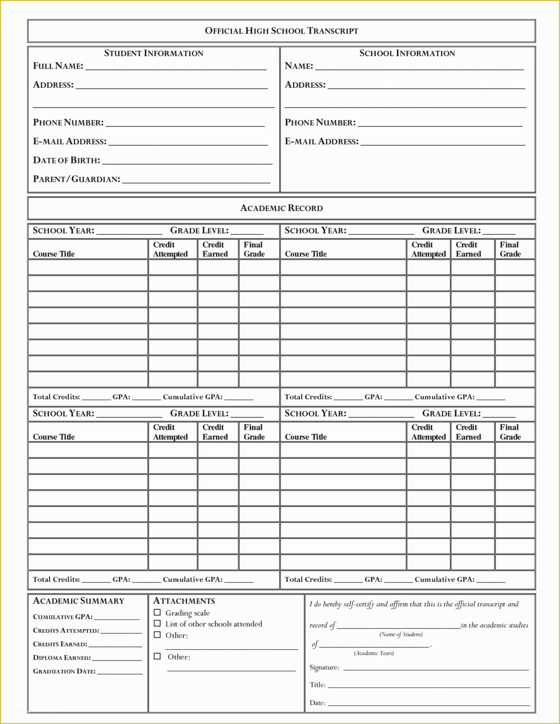 Fake High School Transcript Template Free Of 15 Fake Transcripts 