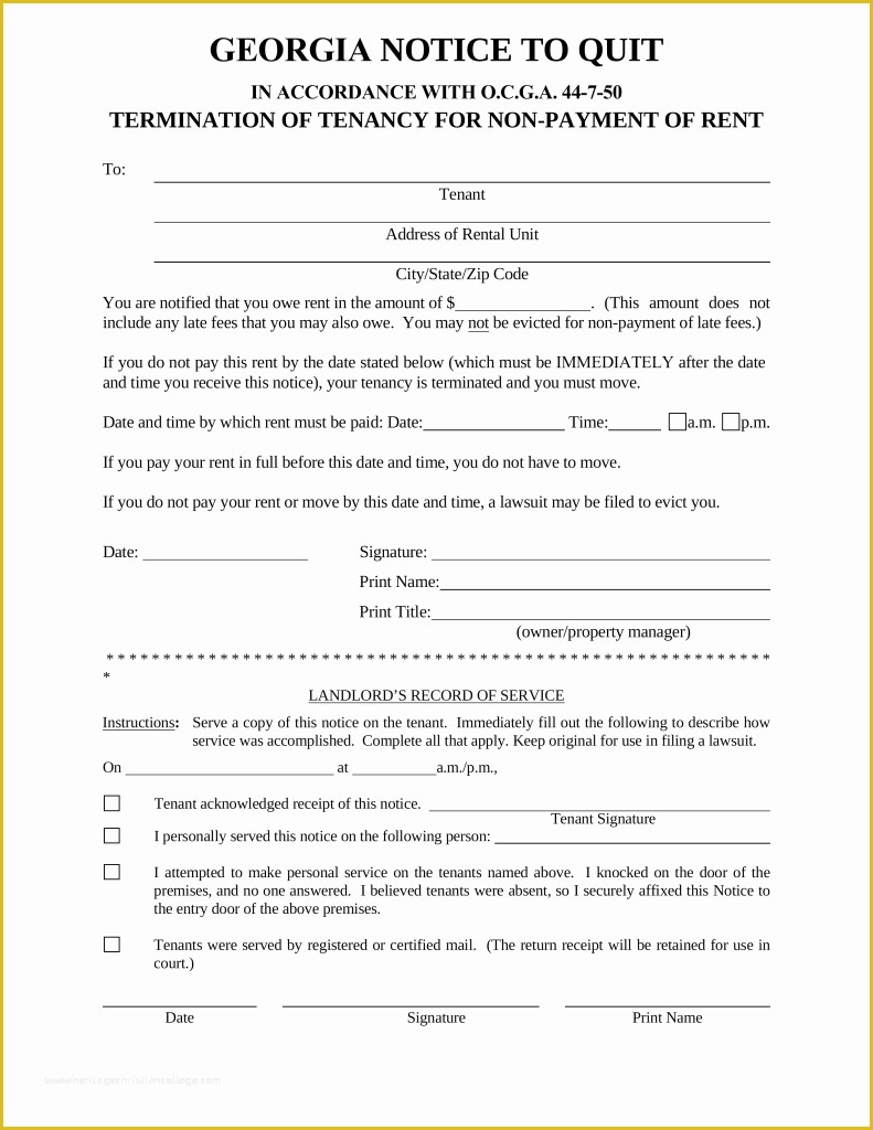 Eviction Notice Template Georgia
