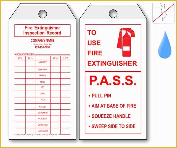 Printable Fire Extinguisher Inspection Tags