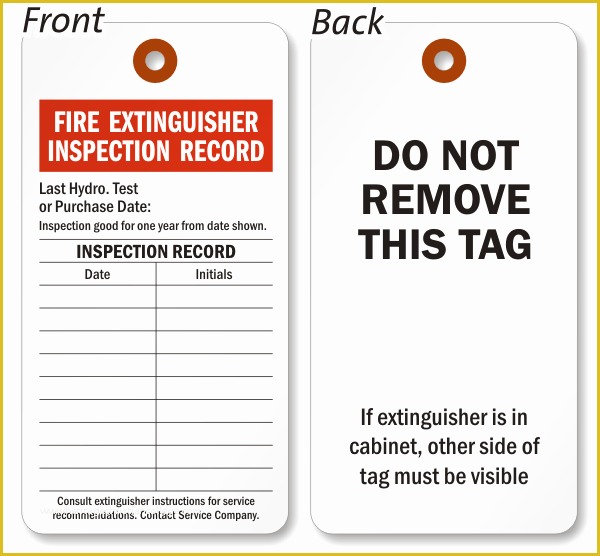 Printable Fire Extinguisher Inspection Tags Printable Word Searches