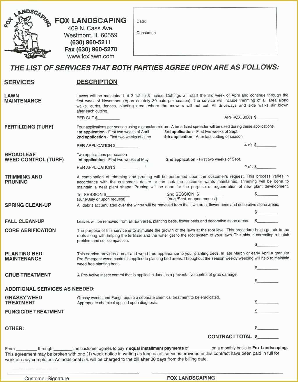 Free Landscape Maintenance Contract Template Of Landscaping Contracts 