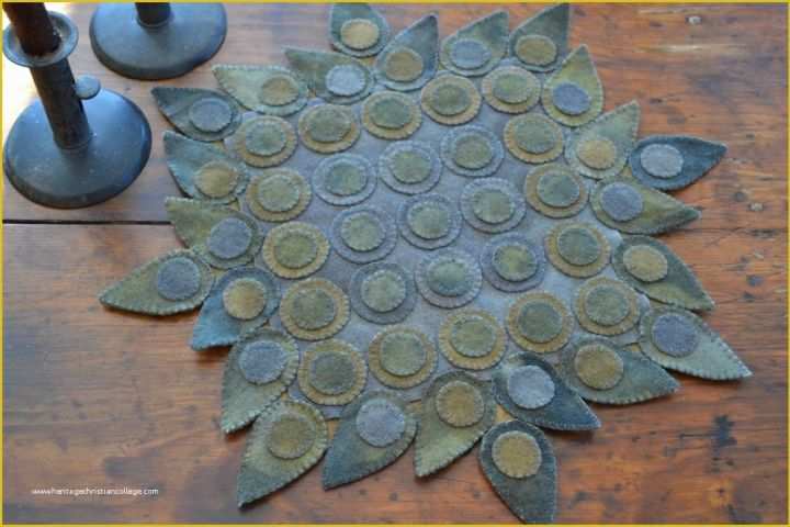 Free Penny Rug Templates Of Primitive Wool Penny Rug Pattern Antique ...
