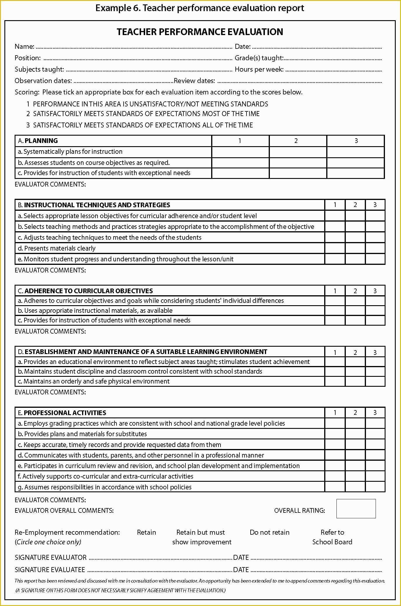 Free Performance Evaluation Templates Of Performance Review Template 