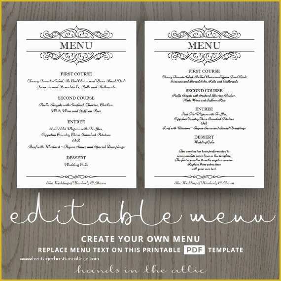 Free Printable Dinner Party Menu Template Of Elegant Wedding Menu 