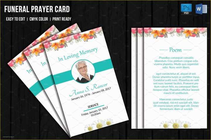 Free Printable Funeral Prayer Card Template Of Obituary Cards Templates ...