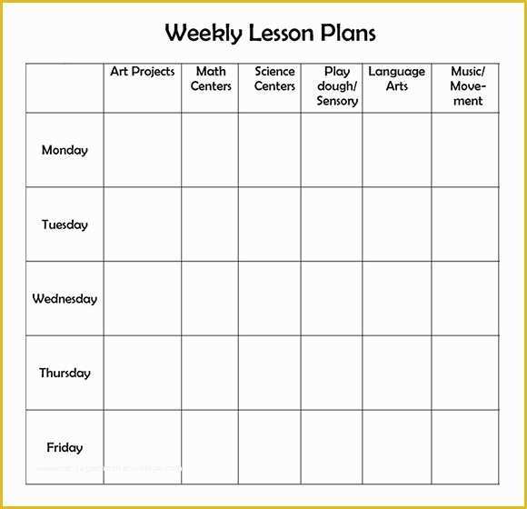 Free Printable Lesson Plan Template Blank Of 9 Sample Weekly Lesson 