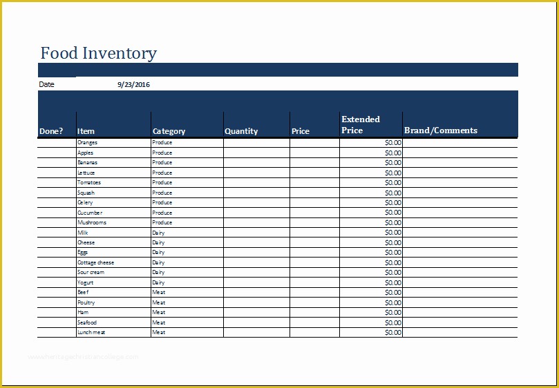 Free Restaurant Inventory Templates Of Ms Excel Printable Food Inventory List Template 