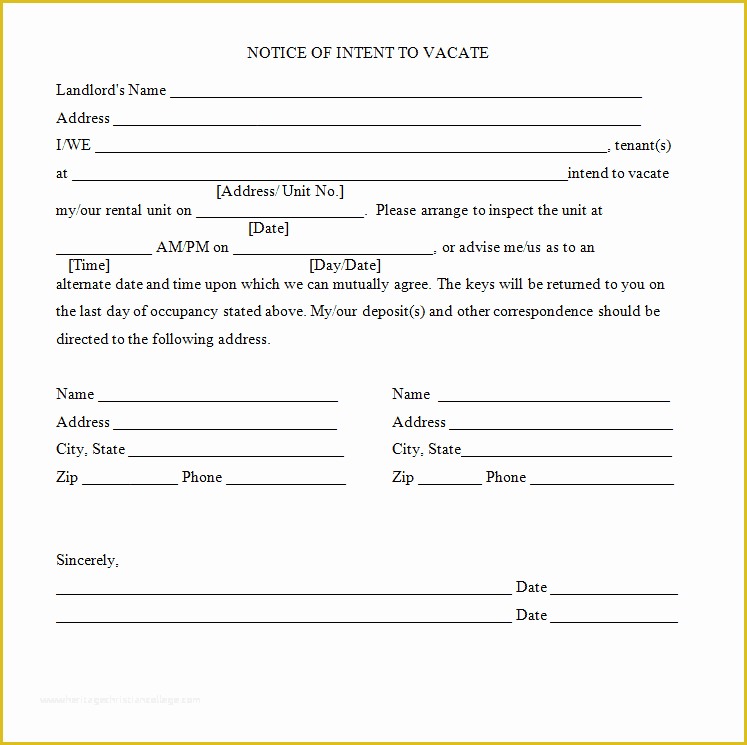 45 Day Notice To Vacate Hawaii Template