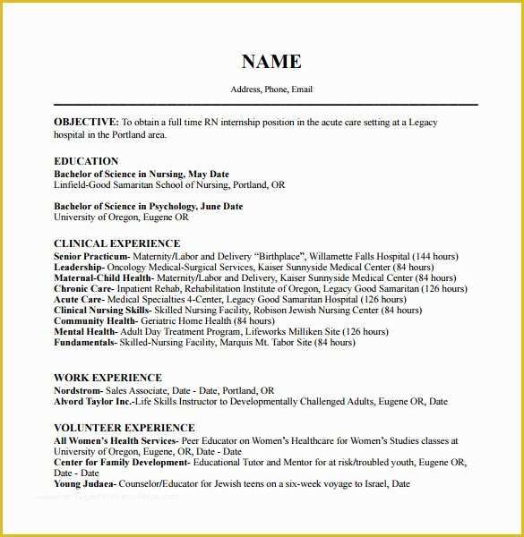 Registered Nurse Resume Template Free Of 8 Registered Nurse Resumes To 