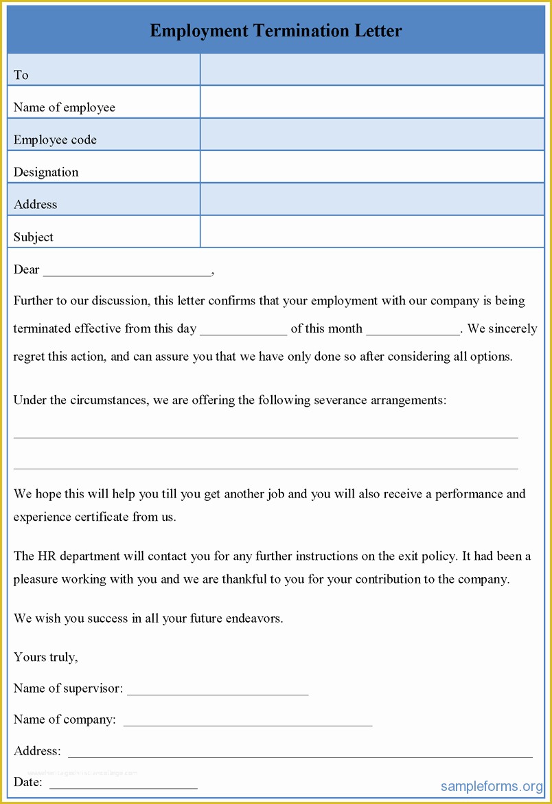 Termination Form Template Free Of Employee Pink Slip Template Bing