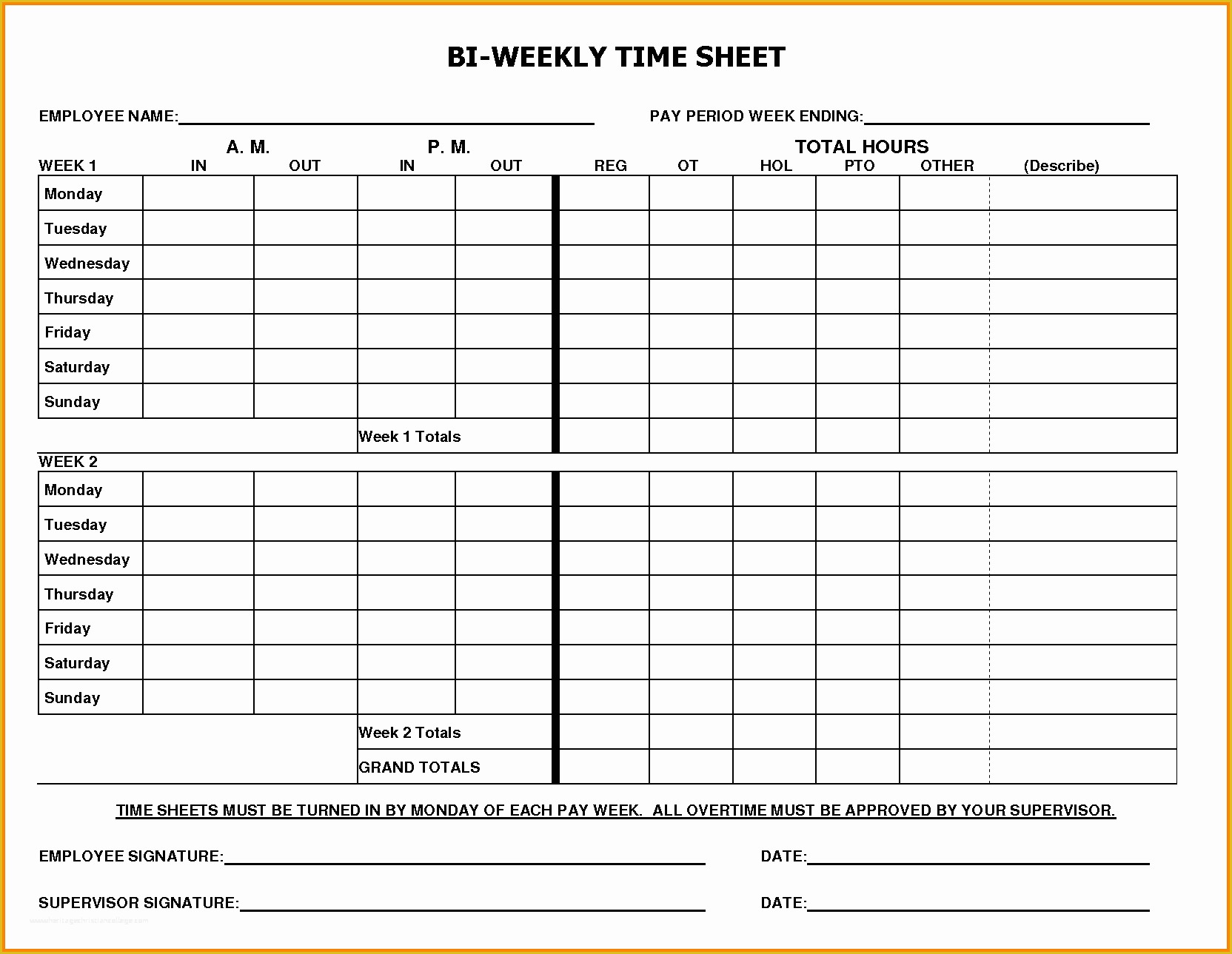 Timesheet Invoice Template Free Of Bi Weekly Timesheet Template Image 