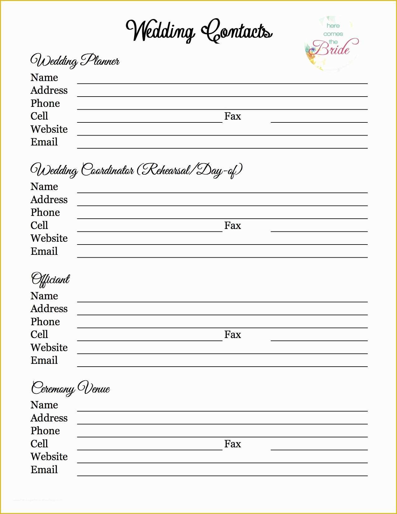 Wedding Planner Template Free Of Wedding Planner With Free Printables 