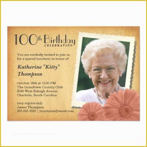 100th Birthday Invitation Templates Free Of 100th Birthday Vintage 