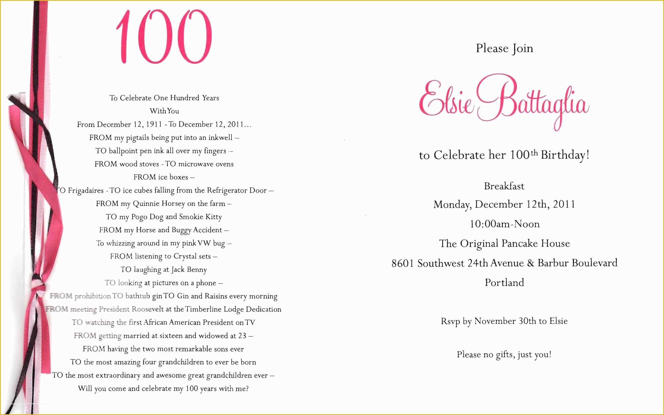 54 100th Birthday Invitation Templates Free Heritagechristiancollege
