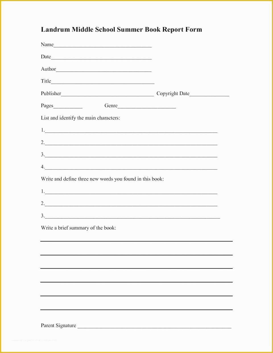 3rd Grade Book Report Template Free Of Book Report Template 9 Free Word 