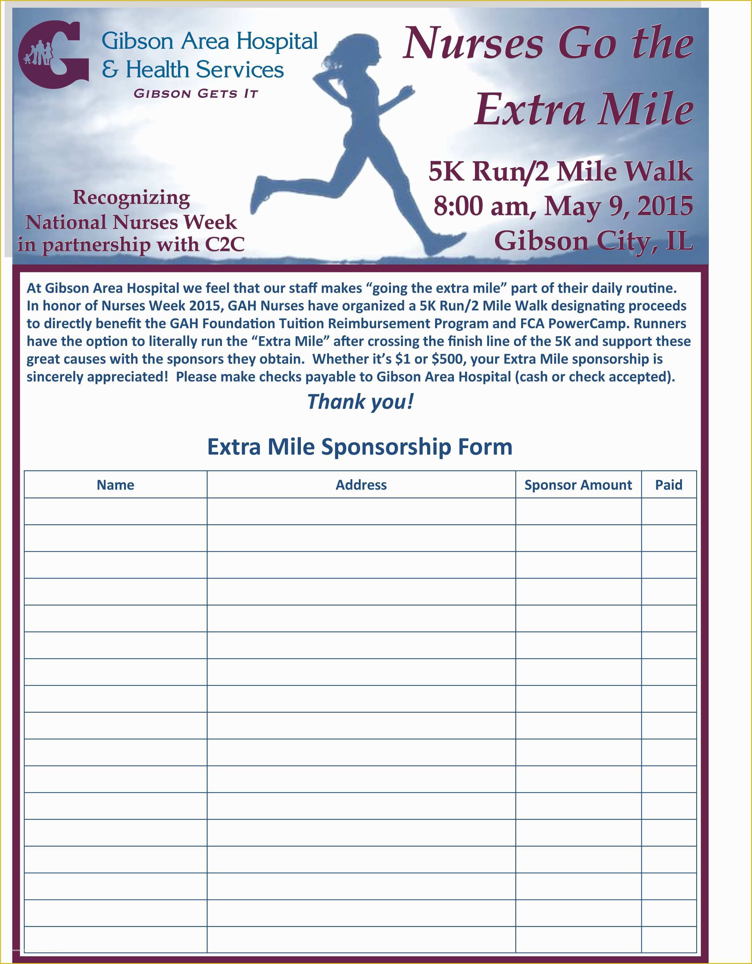 5k Registration Form Template Free Of Gibson Area Hospital 