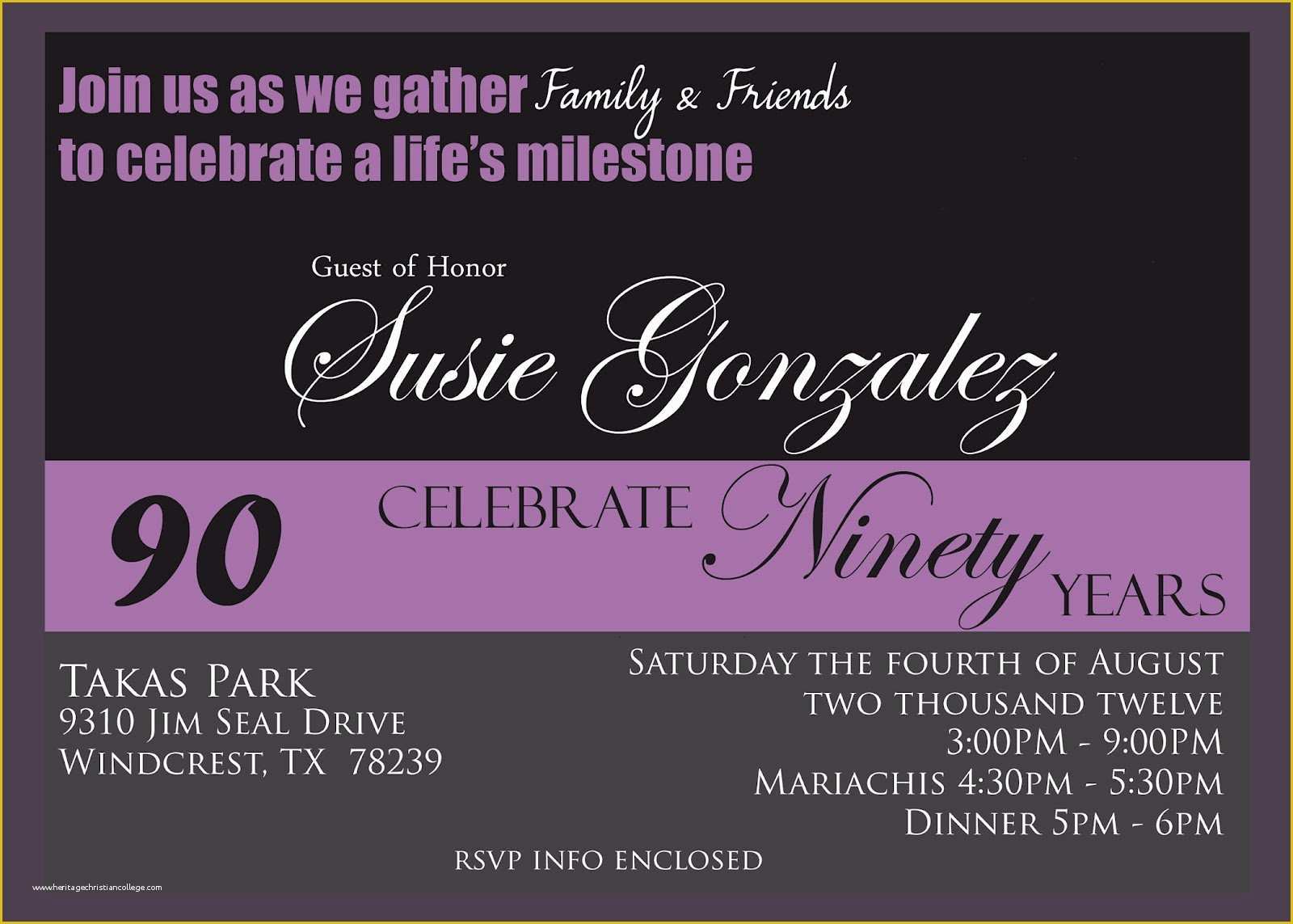 90th Birthday Party Invitations Templates Free Of Nashville Pink 90th 