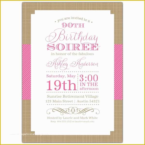 90th Birthday Party Invitations Templates Free Of Nashville Pink 90th 