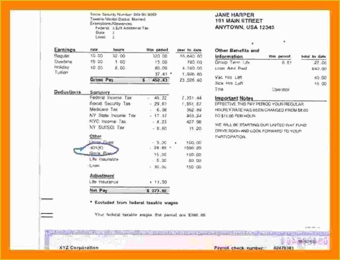Adp Paycheck Stub Template Free Of 9 Adp Paystub Template 