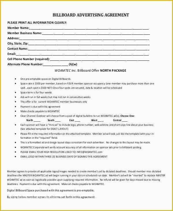 Advertising Contract Template Free Of Advertising Contract Template 10 