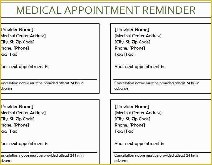  Appointment Reminder Cards Template Free Of Medical Appointment 