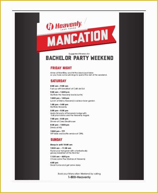 Bachelorette Party Agenda Template Free Of Bachelorette Party Itinerary 