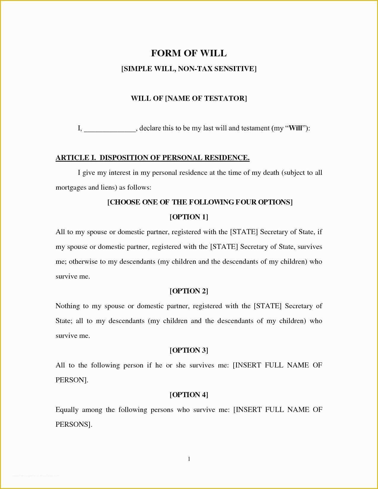 Best Free Last Will And Testament Template Of Unique Last Will And Testament Template South 
