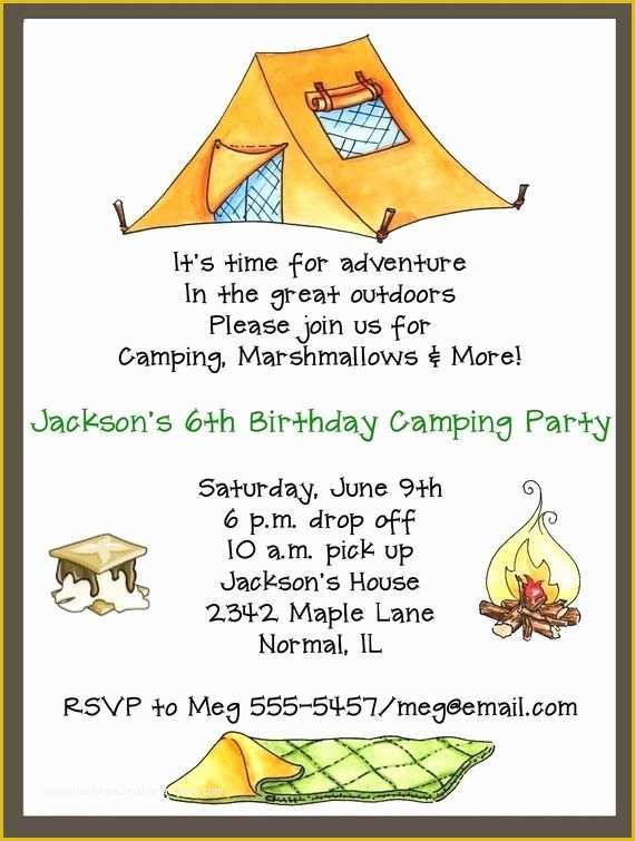 Camping Invitations Templates Free Of Girl S Camping Birthday 