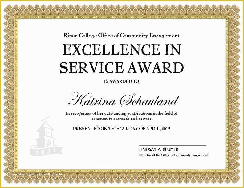 Printable Years Of Service Certificate