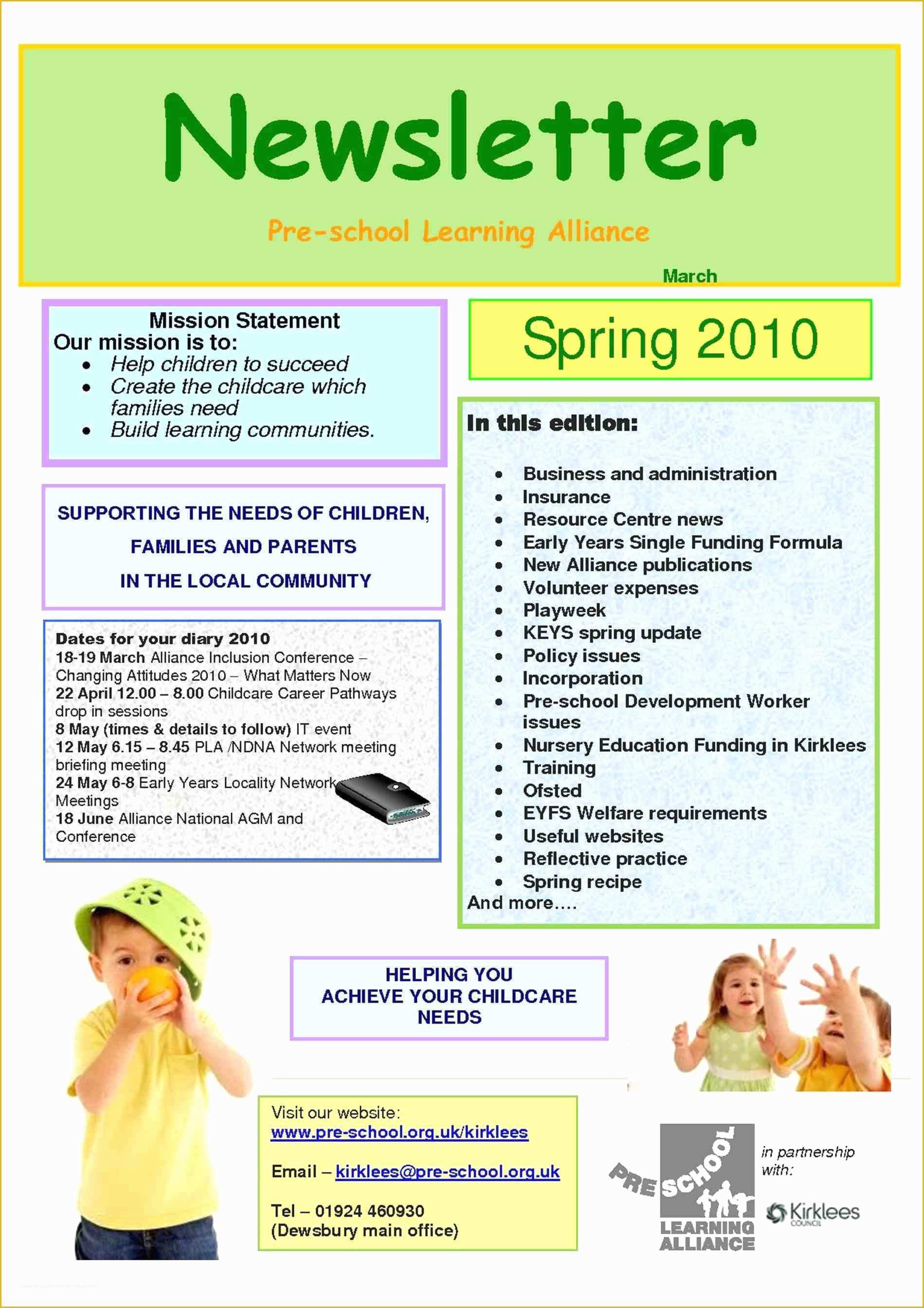 Childcare Newsletter Templates Free Of Pcpo October December 2012 