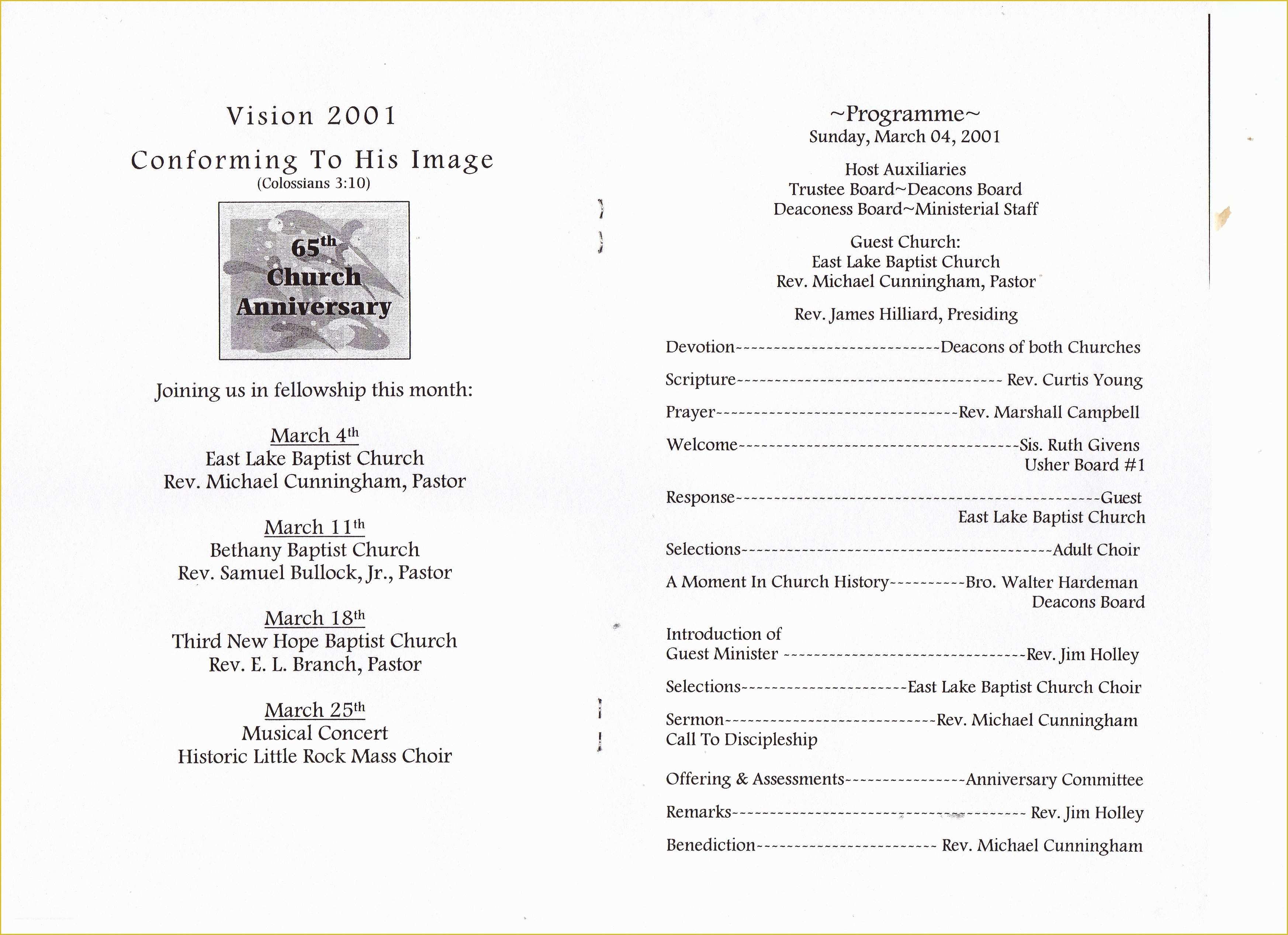 Church Anniversary Program Templates Free