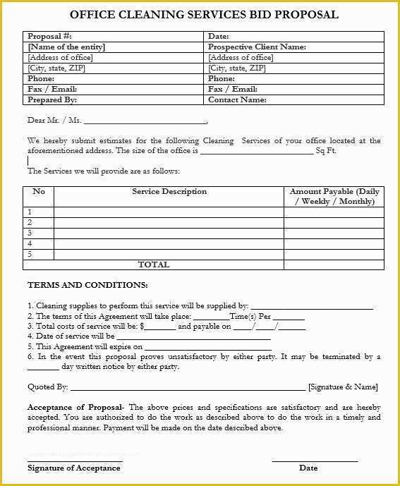 Cleaning Service Quotation Template Word