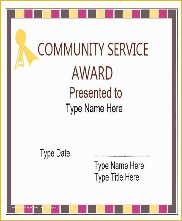 Community Service Certificate Template Free Of 23 Award Certificates In ... Community Service Certificate Template Free Of 23 Award Certificates In ...