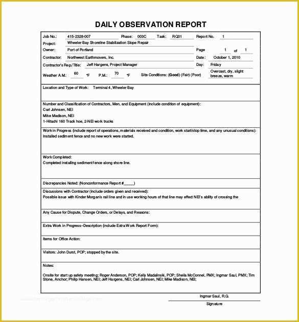  Daily Report Template Free Download Of 28 Sample Daily Report Templates 