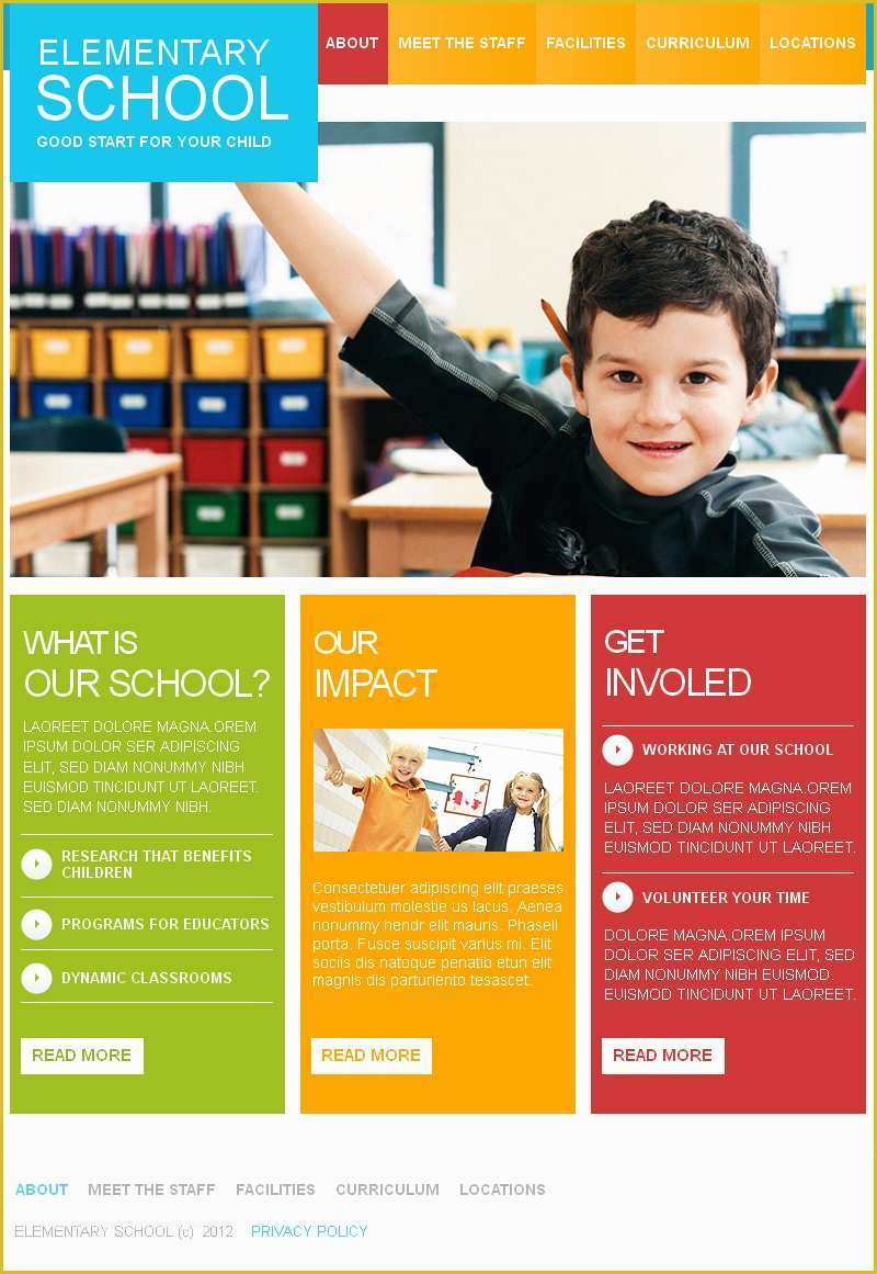 Elementary School Brochure Template Free Of Primary School HTML Cms 
