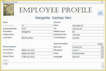 Employee Database Excel Template Free Of Employee Profile Template ...