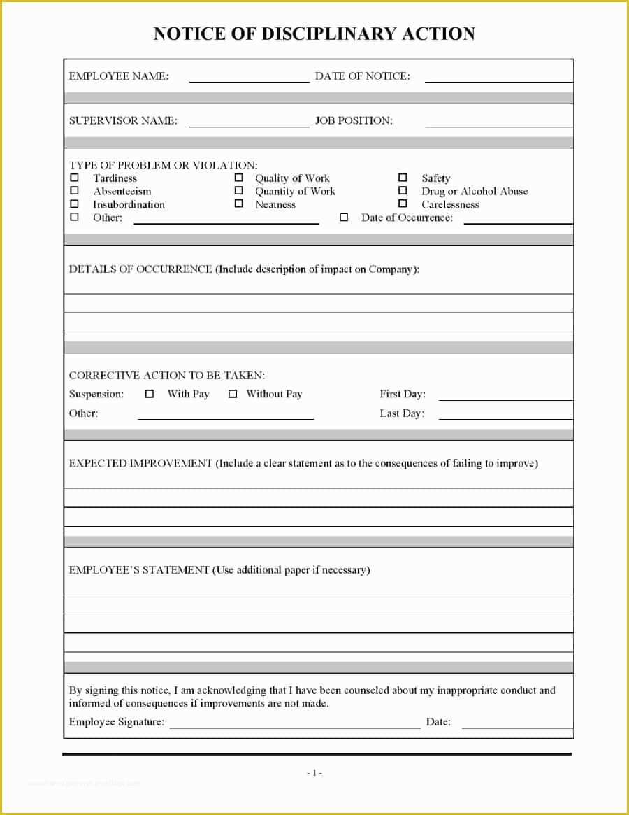 Employee Disciplinary Form Template Free Of 46 Effective Employee Write 