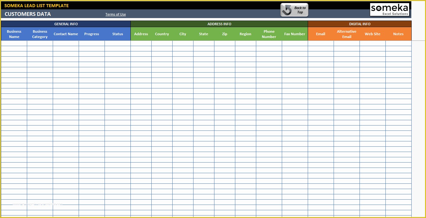 Excel List Templates Free Of Lead List Excel Template For Small 