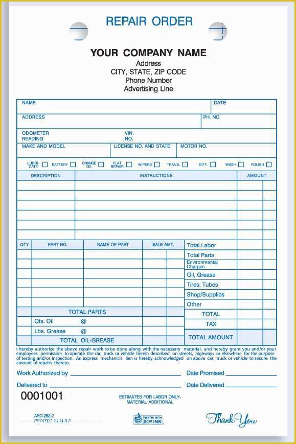 Free Auto Shop Receipt Template Of Receipt For Car Repair 