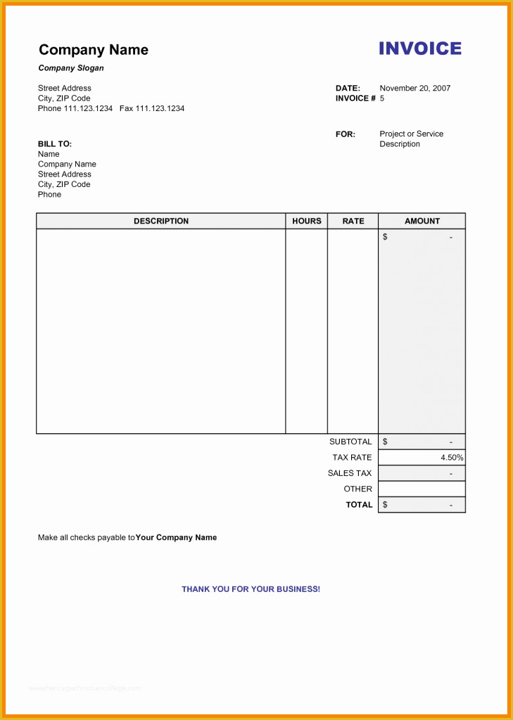 Free Blank Invoice Template Of Free Printable Invoices Templates Blank 