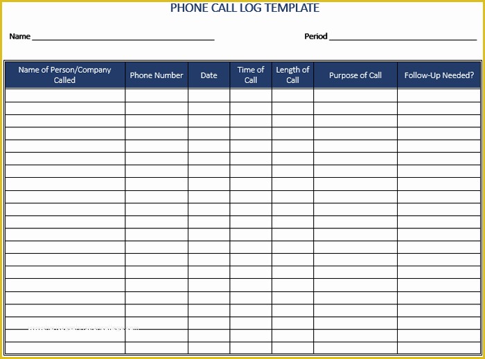 Free Call Log Template Of 5 Call Log Templates To Keep Track Your Calls 