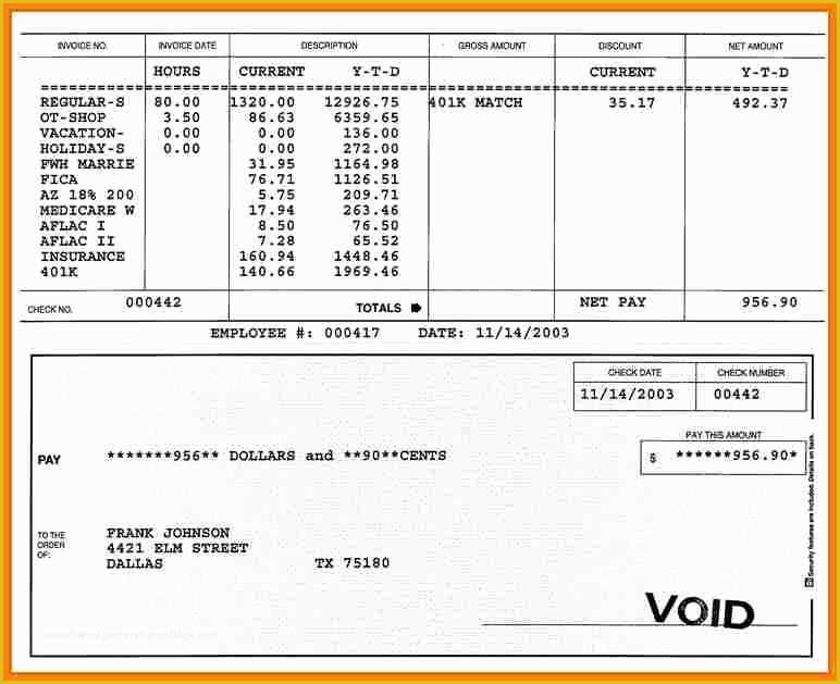 Fake Paycheck Stub Template 183
