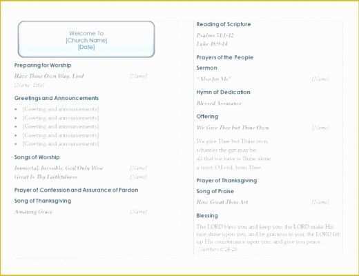 Free Church Program Template Microsoft Word Of 6 Church Bulletin ...