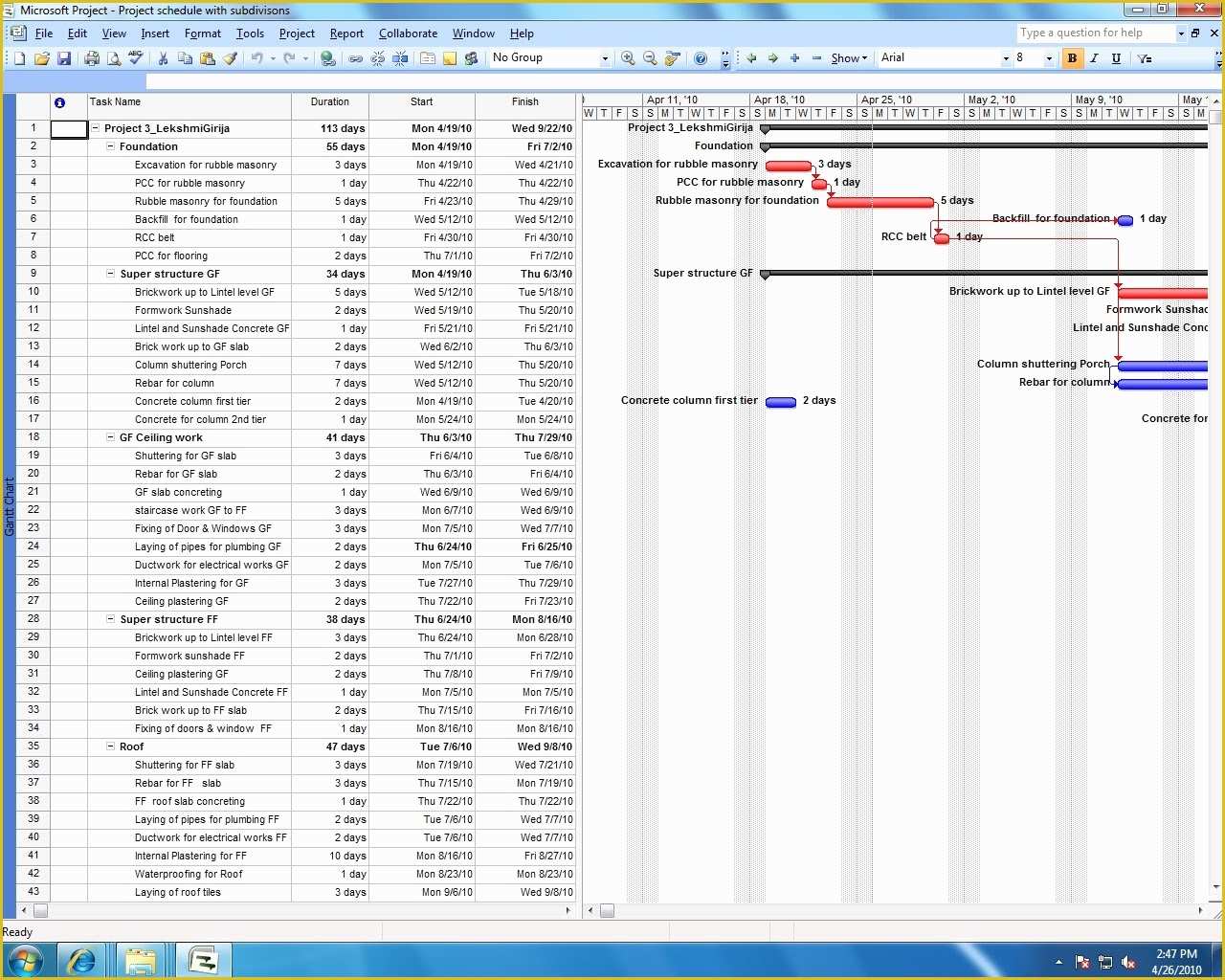 Free Construction Schedule Template Of Ms Project Sample Construction 